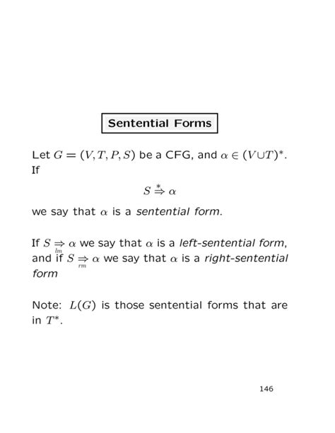 Sentential Forms And Parse Trees Cfg Lecture Notes