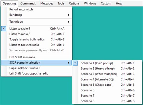 Menu Operating DXLog Net