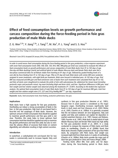 Effect Of Feed Consumption Levels On Growth Performance And Carcass Composition During The Force