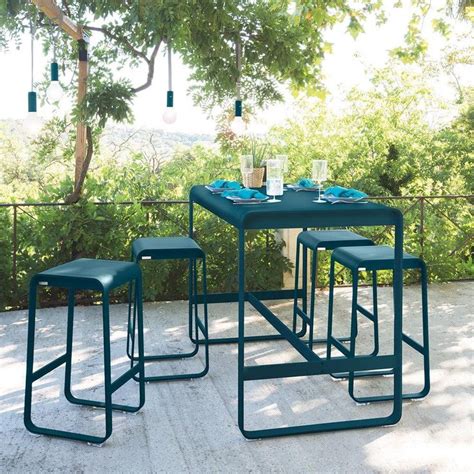 Fermob Bellevie Table Haute 140x80cm Acapulcoblau Bar Stools High