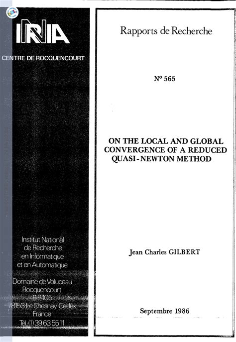 Pdf On The Local And Global Convergence Of A Reduced Quasi Newton Method