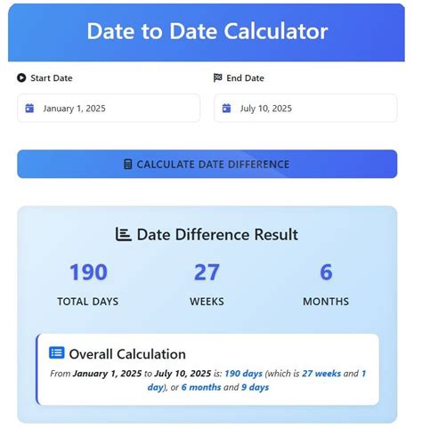 Date To Date Calculator Calculate Days Between Dates