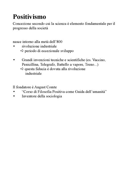 Il Positivismo E Auguste Comte Docsity