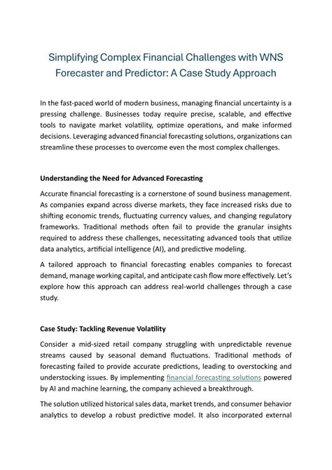 Ppt Simplifying Complex Financial Challenges With Wns Forecaster And