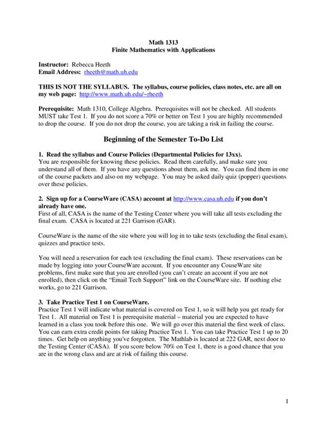 Math 1313 Finite Mathematics With Applications Course Preparation And Policies Prof