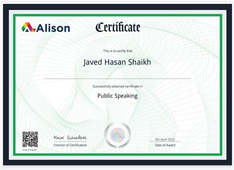 Javed Hasan Shaikh On Linkedin Successfully Completed Public Speaking Certification