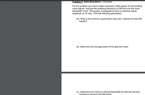 Solved Problem 6 Delta Modulation 15 Points For This Chegg Com