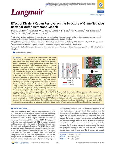 PDF Effect Of Divalent Cation Removal On The Structure Of Gram