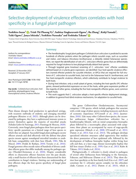 Pdf Selective Deployment Of Virulence Effectors Correlates With Host