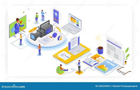 Broadcast Print Online Journalism Types Mobile App Onboarding Screens Vector Website Banner