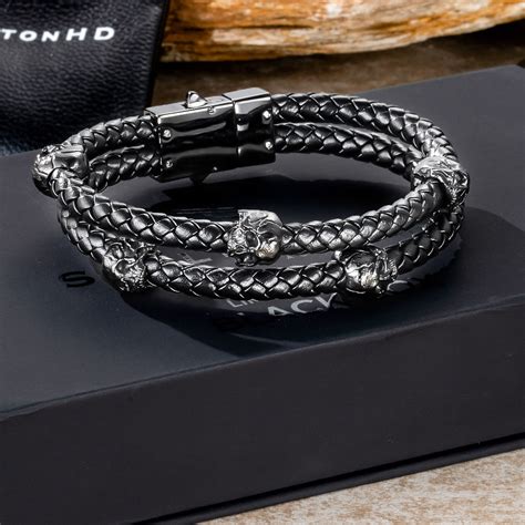 Python Black Double Leather Skulls Skeletonhd