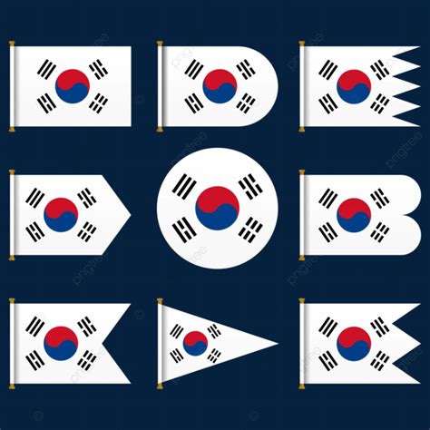 Set Of South Korea Flag Design Vector Free Download South Korea Flag