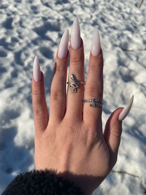 White Nails Простой маникюр Гелевые ногти Длинные ногти