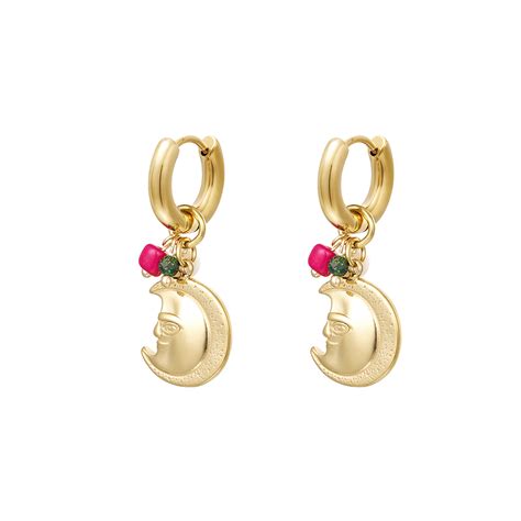 Oorringen Maan Met Gezicht Betaalbare Trendy Dameskleding En Sieraden