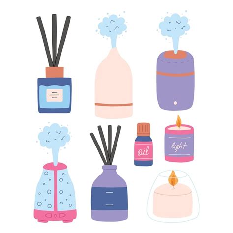 Premium Vector Set Of Aroma Diffusers In Flat Style Collection Hand