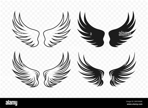 Vector Wings Black Monochrome Angel Wings Silhouette Design Template