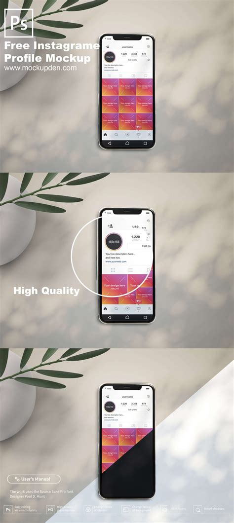 Free Instagram Profile Mockup PSD Template Mockup Den