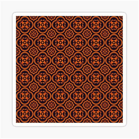 A Rich Persian Style Pattern Design On Dark Blue Background Sticker