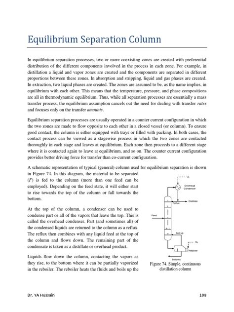 equilibrium separation columns distillation materials science