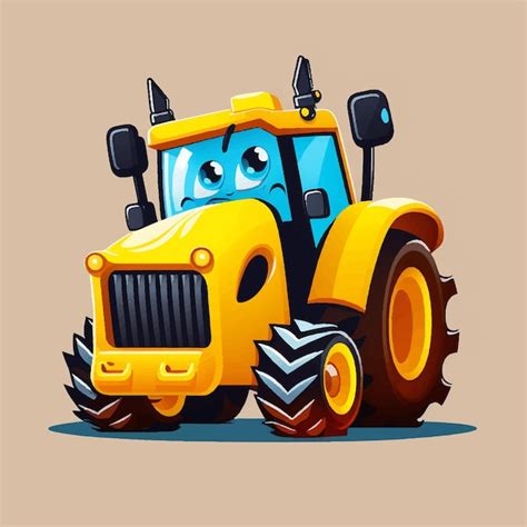 Dibujos Animados De Tractor Amarillo Con Conducci N Divertida Foto