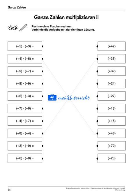 Ganze Zahlen Teil 2 MeinUnterricht