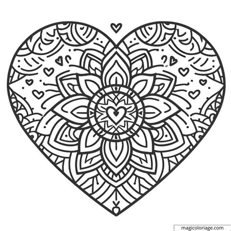 Dessin gratuit à imprimer Coloriage Coeur avec Flammes