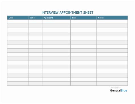 Interview Schedule Template Excel