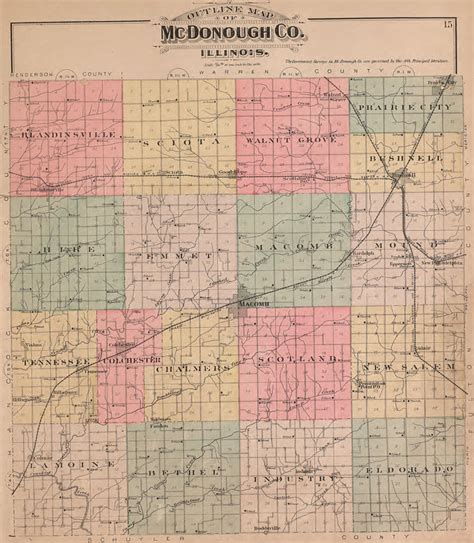 Mcdonough County Illinois 1893 Historic Map Reprint
