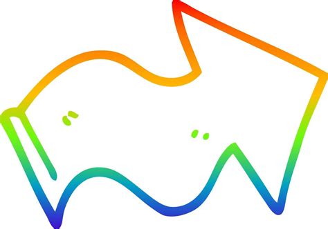 Rainbow Gradient Line Drawing Cartoon Pointing Arrow 10267144 Vector Art At Vecteezy