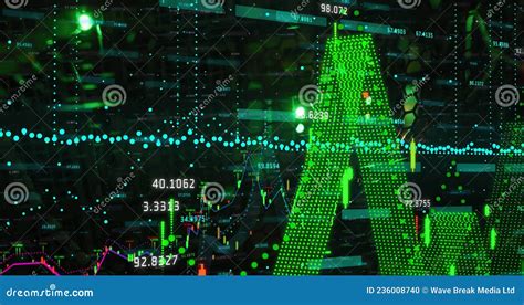 Image Of Data Processing Over Green Lights Of Computer Servers Stock Illustration Illustration