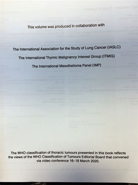 Itmig The New 2021 Who Histological Classification