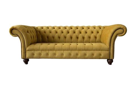 Xlmoebel Sofa Chesterfield Gelbe Couch Polster 3 Sitzer Sitzmöbel