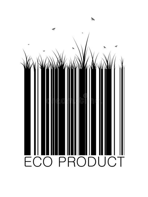 Eco Bar Code With Grass And Butterfly Eco Product Concept Stock Vector