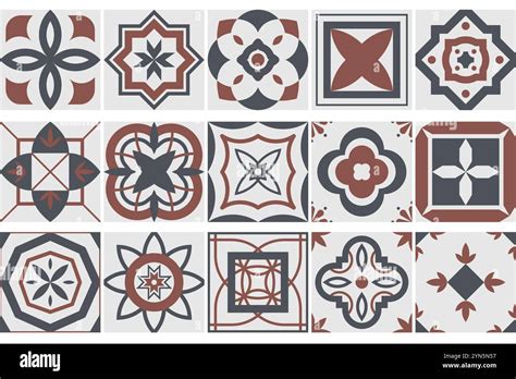 Collection Of Seamless Geometric Mosaic Patterns Trendy Color Tile Textures Decorative