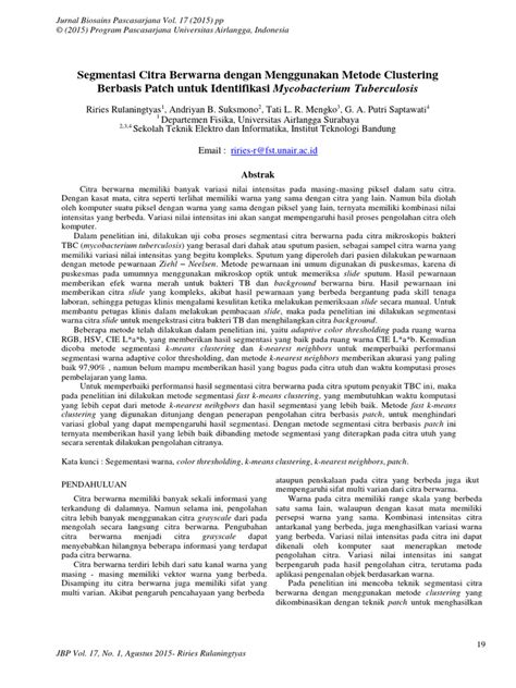 Segmentasi Citra Berwarna Dengan Menggunakan Metode Clustering Berbasis Patch Untuk Identifikasi