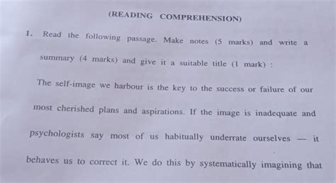 Reading Comprehension1 Read The Following Passage Make Notes 5 Mar