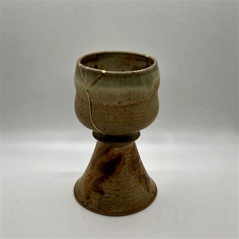 Original Kintsugi Studio Pottery Handmade Goblet Chalice Holy