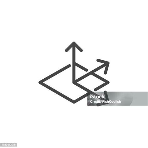 엔지니어링 3d 모델링 및 프로토타이핑 또는 치수 및 크기에 대한 아이콘입니다 이러한 선 기호는 기하학적 3d 객체 계획 도면과 같습니다 웹 및 앱용 벡터 아이콘 개요 편집