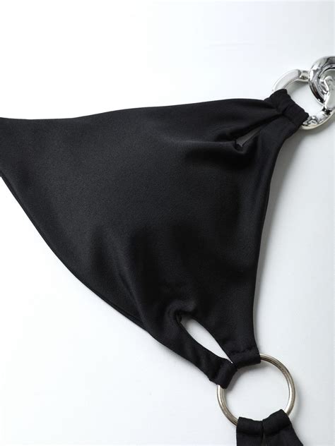 Emmiol Kostenloser Versand Neckholder Bikini Set Mit Metallringdetail Und Ausschnitt