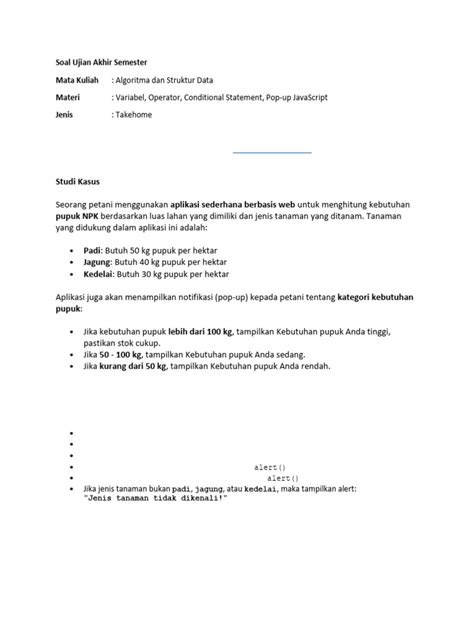 Soal Ujian Akhir Semester Algoritma Struktur Data Pdf