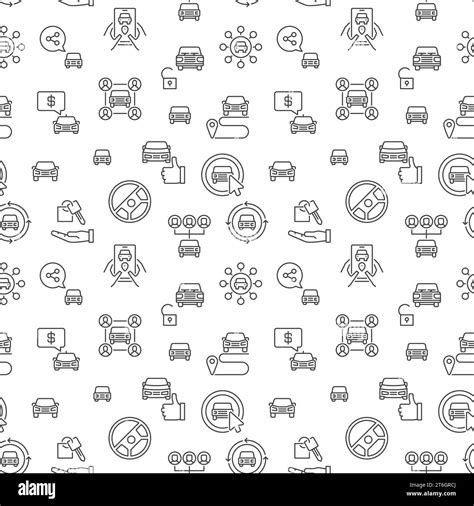 Car Sharing Vector Carsharing Concept Outline Minimal Seamless Pattern Or Background Stock