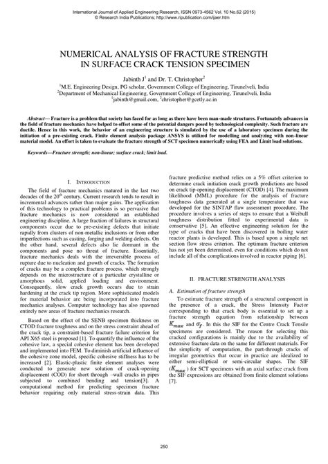 Pdf Numerical Analysis Of Fracture Strength In Surface Crack Tension Specimen