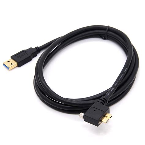 現貨鍍金雙彎頭usb3 0轉micro B帶螺絲鎖固定移動硬碟工業相機數據線 蝦皮購物