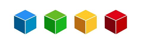 3d Color Cube Icons Set Cube Blue Green Yellow Red Color Or Square