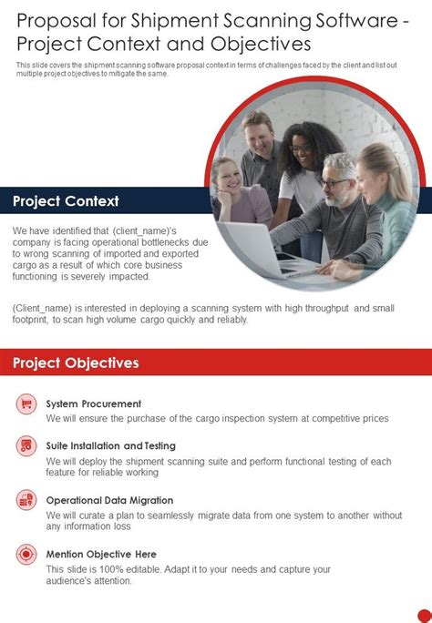 Proposal For Shipment Scanning Software Project Context And Objectives One Pager Sample Example