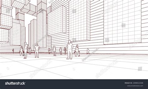 City Abstract Modular Architecture 3d Rendering Stock Vector Royalty