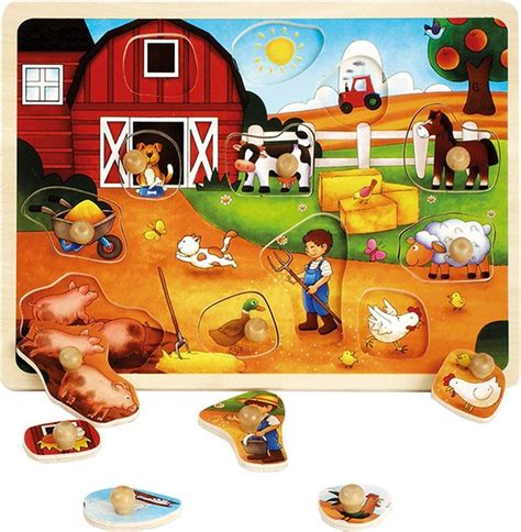 Playme PUZZLE DREWNO układanka ZWIERZĘTA NA WSI 1800215522 sklep