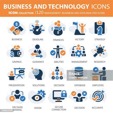 Business Data Analysis Organization Management And Technology Icon Set Teamwork Strategy
