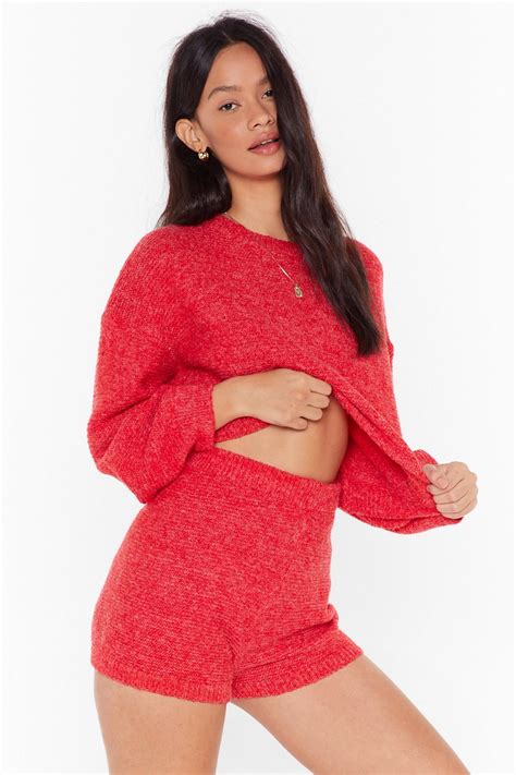 Ensemble De Confort Pull And Short En Maille Tu As Fait Fort Nasty Gal