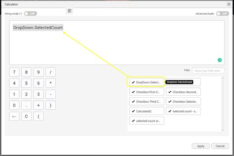 Count Of Selected Items In Calculated Field For Multi Dropdown And Checkbox
